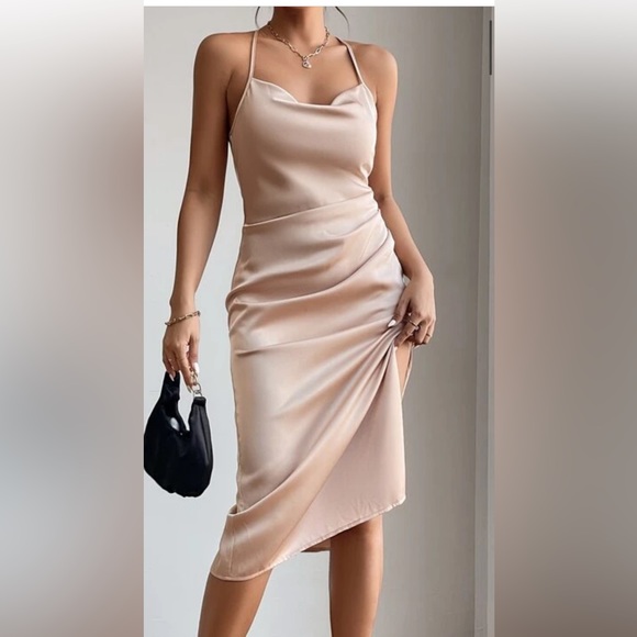 Dresses | Satin Gold Dress | Poshmark